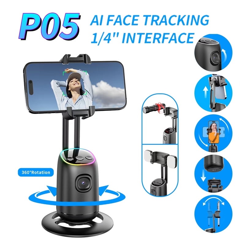 Automatic Face Tracking Tripod, 360° Rotating Smartphone Gimbal ...