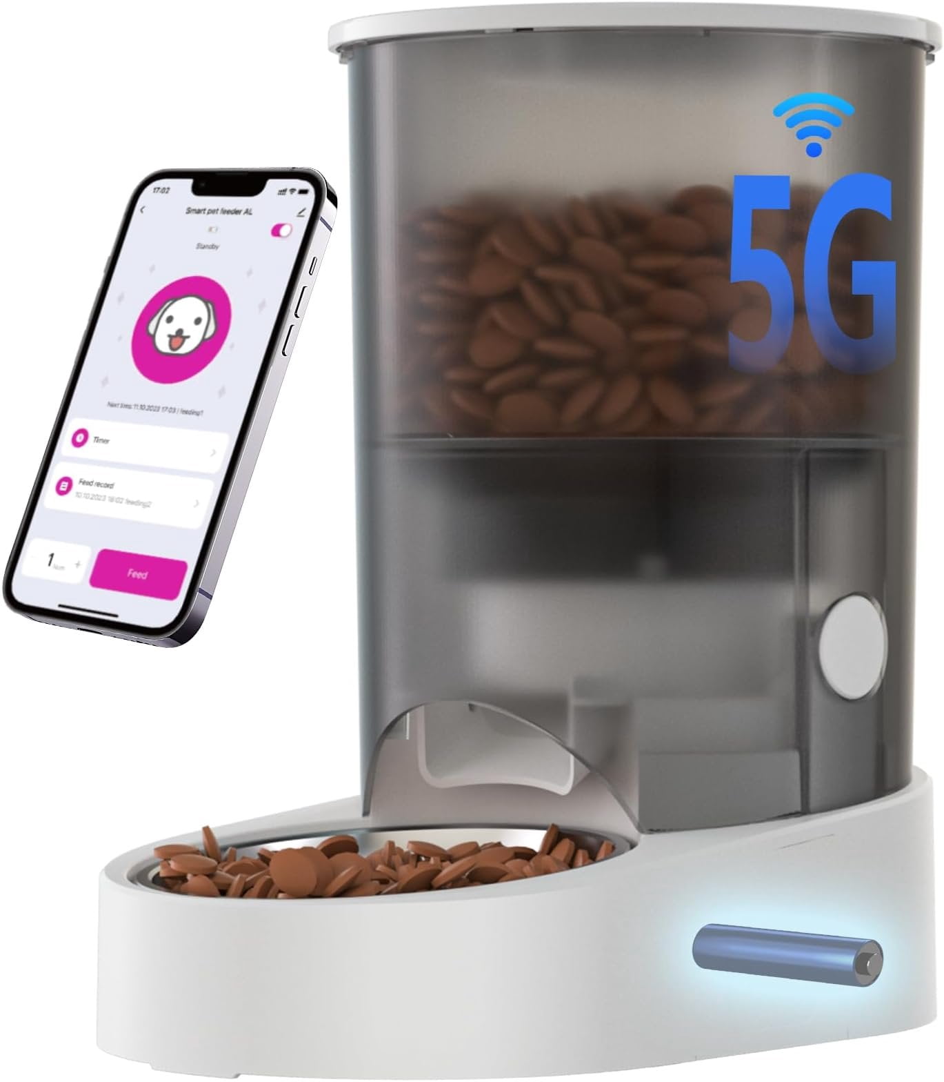 Automatic Feeder, 4L Auto Feeder with Rechargeable & Dual-Band WiFi (2 ...