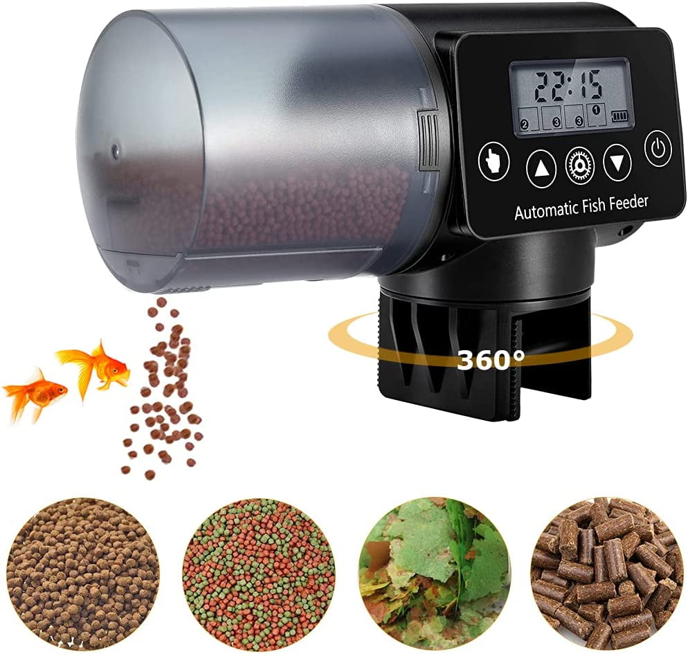 Automatic Fish Feeder - Aquarium Electric Auto Fish Feeder 200ML Large Moisture Proof Timer ...