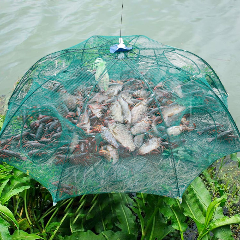 Automatic Fishing Net Trap, Foldable Nylon Crab/Shrimp Cage with 4-20 ...