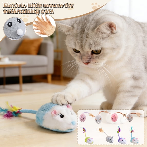 Automatic Fluffy Mouse Cat Toy Moving Plush Ball for Cats Teaser ...