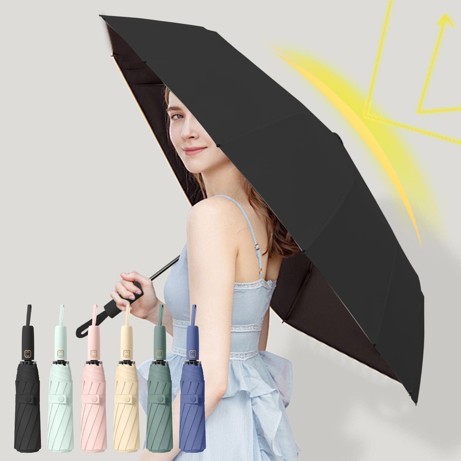 Automatic Folding Umbrella 10-Rib Windproof Sun Protection UV-Blocking 105cm Large Canopy ...