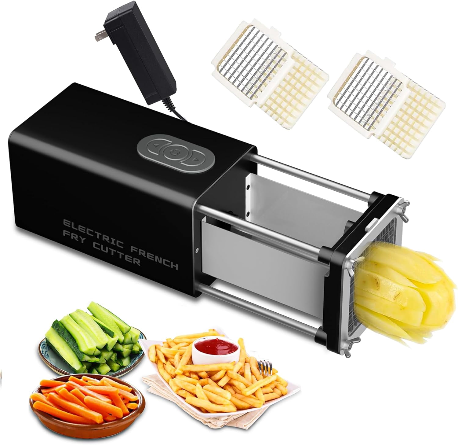 Automatic French Fry Cutter, Electric Potato Cutter with 1/2 & 3/8 Inch ...