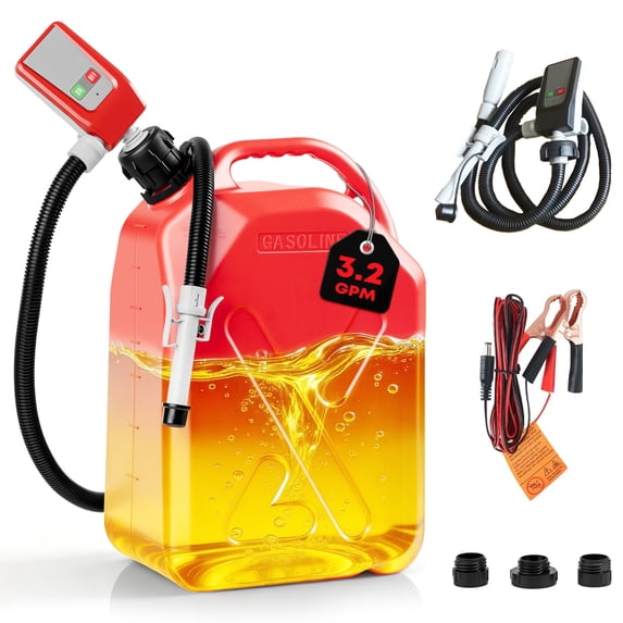 Automatic Fuel Transfer Pump with Auto-Stop, 51" Hose, 3.2 GPM, 4 Can ...