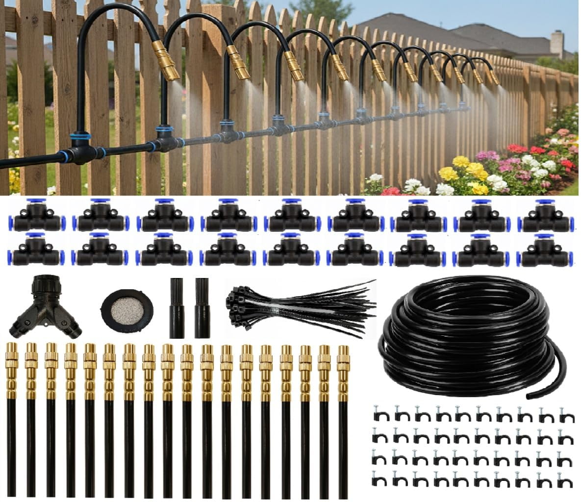 Automatic Garden Irrigation System 100ft, Upgraded Drip & Spray ...