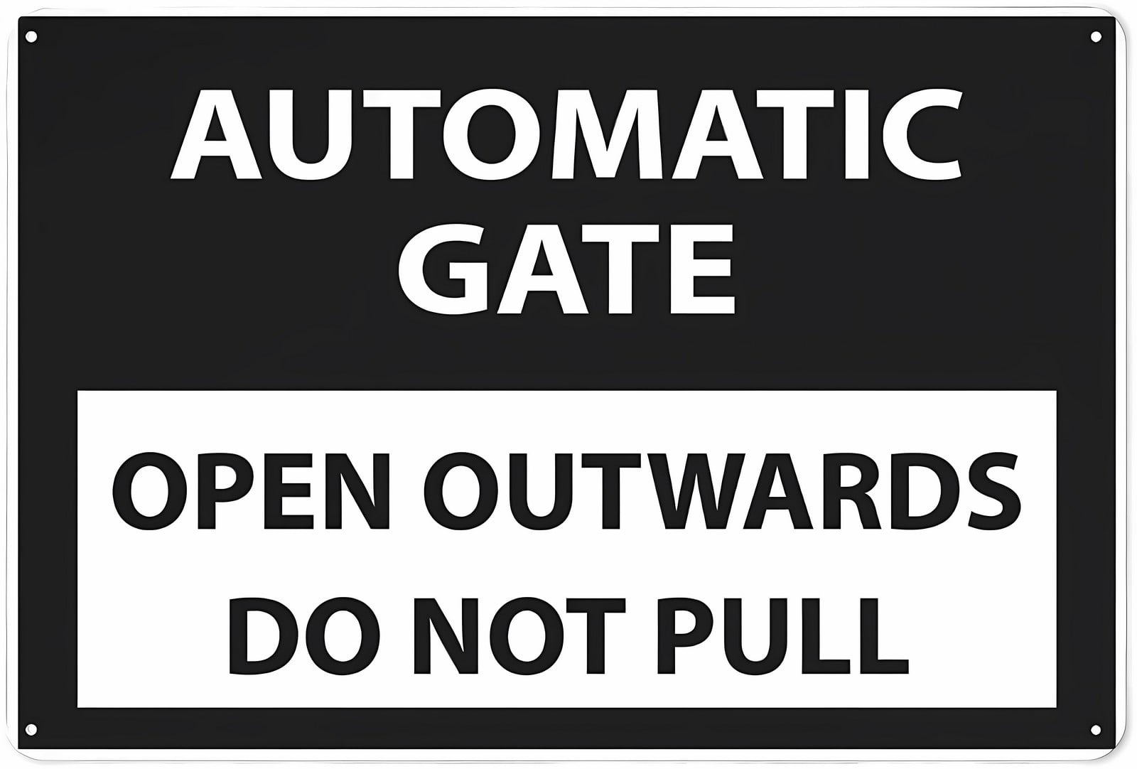 Automatic Gate Open Outwards Do Not Pull Black Warning Sticker 12 x 8 ...