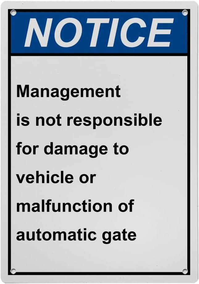 Automatic Gate Vehicle Damage Sign, Industrial Automatic Entrance Sign ...
