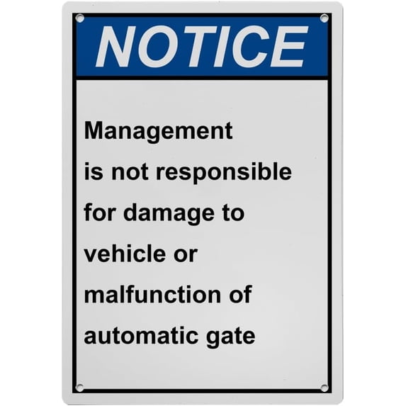 Automatic Gate Vehicle Damage Sign, Industrial Automatic Entrance Sign ...