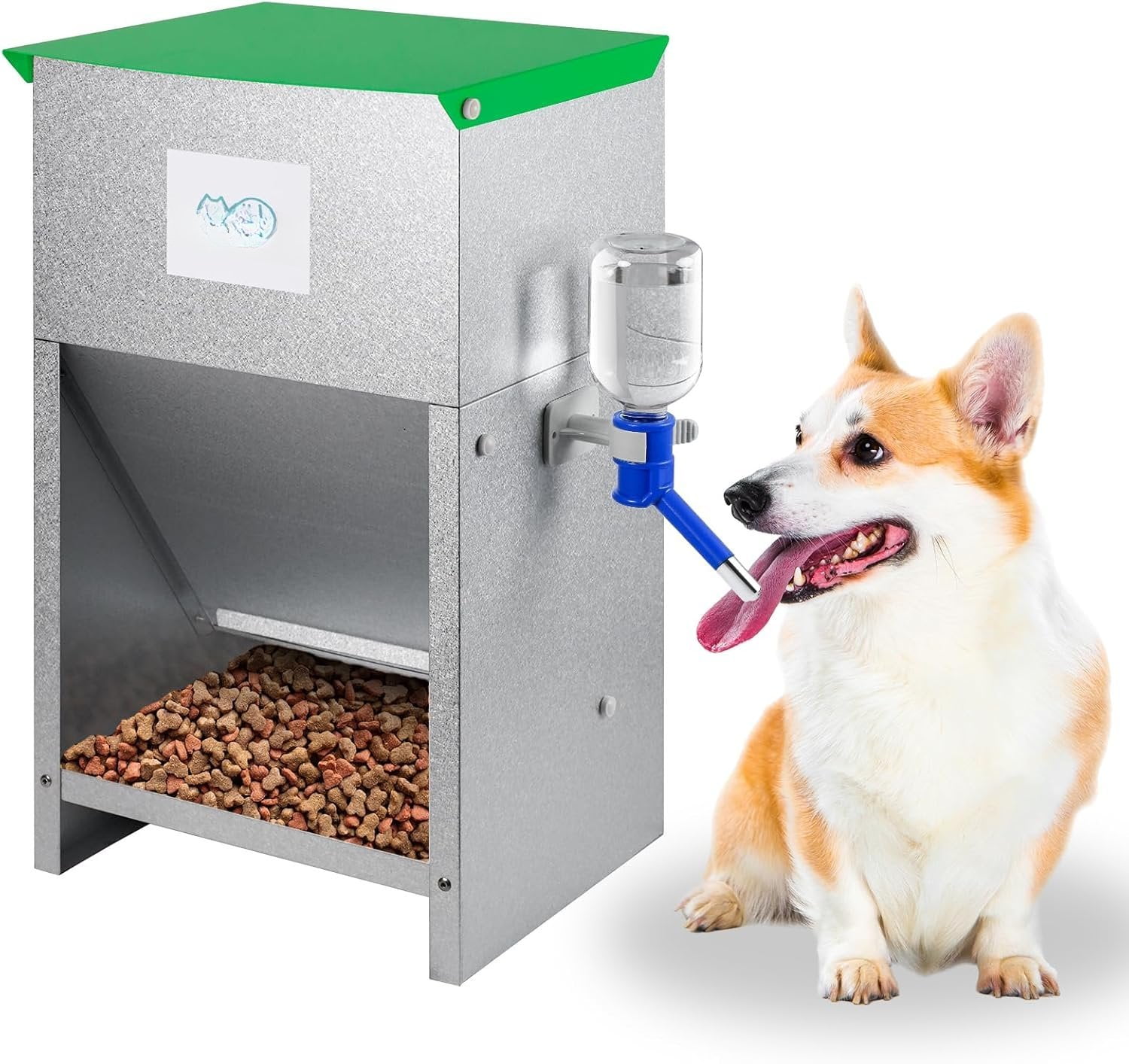 Automatic Gravity-Fed Feeder with Water Bowl - Galvanized Indoor ...