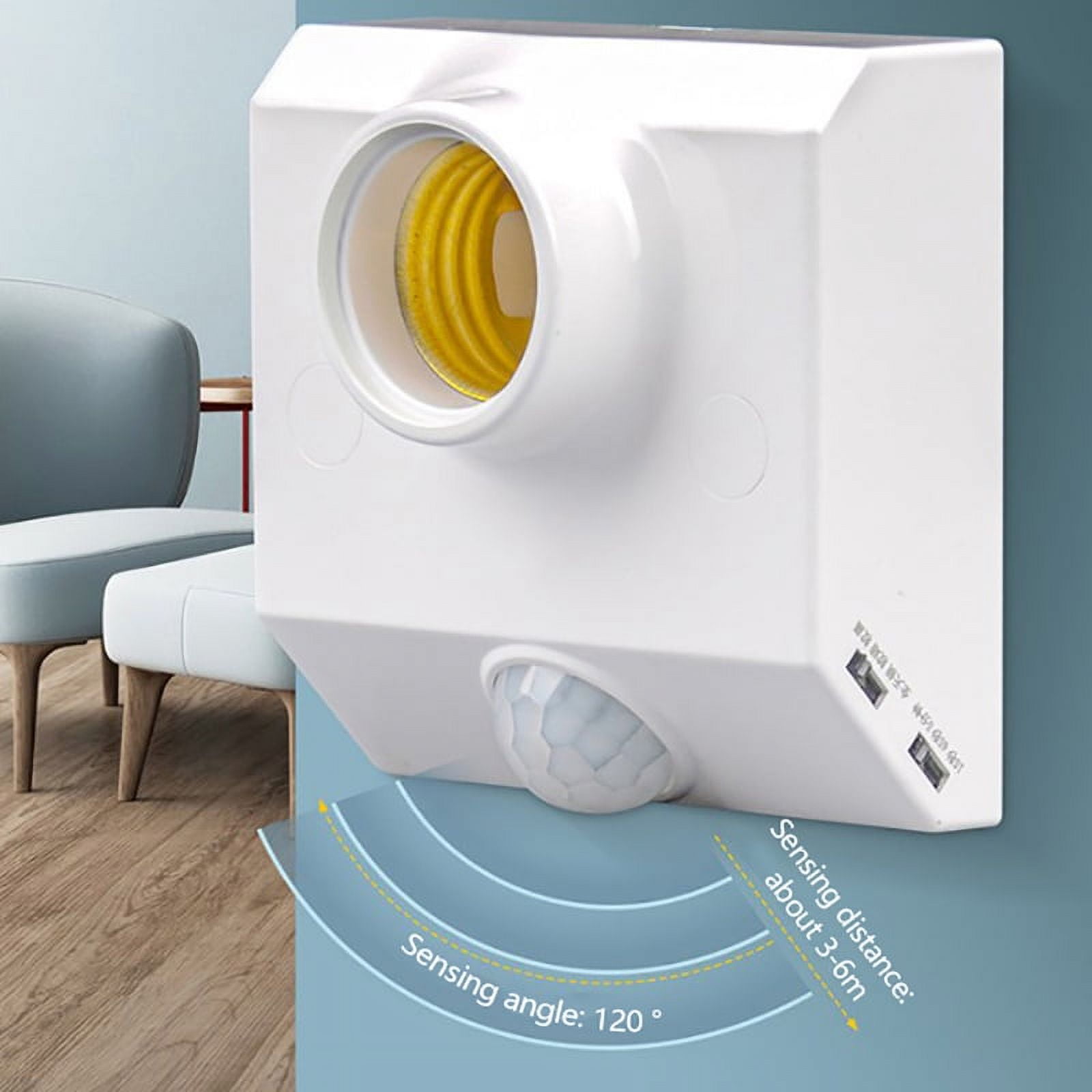 Automatic Human Body Infrared IR Sensor LED Bulb Light E27 Base Lamp Holder - Walmart.com