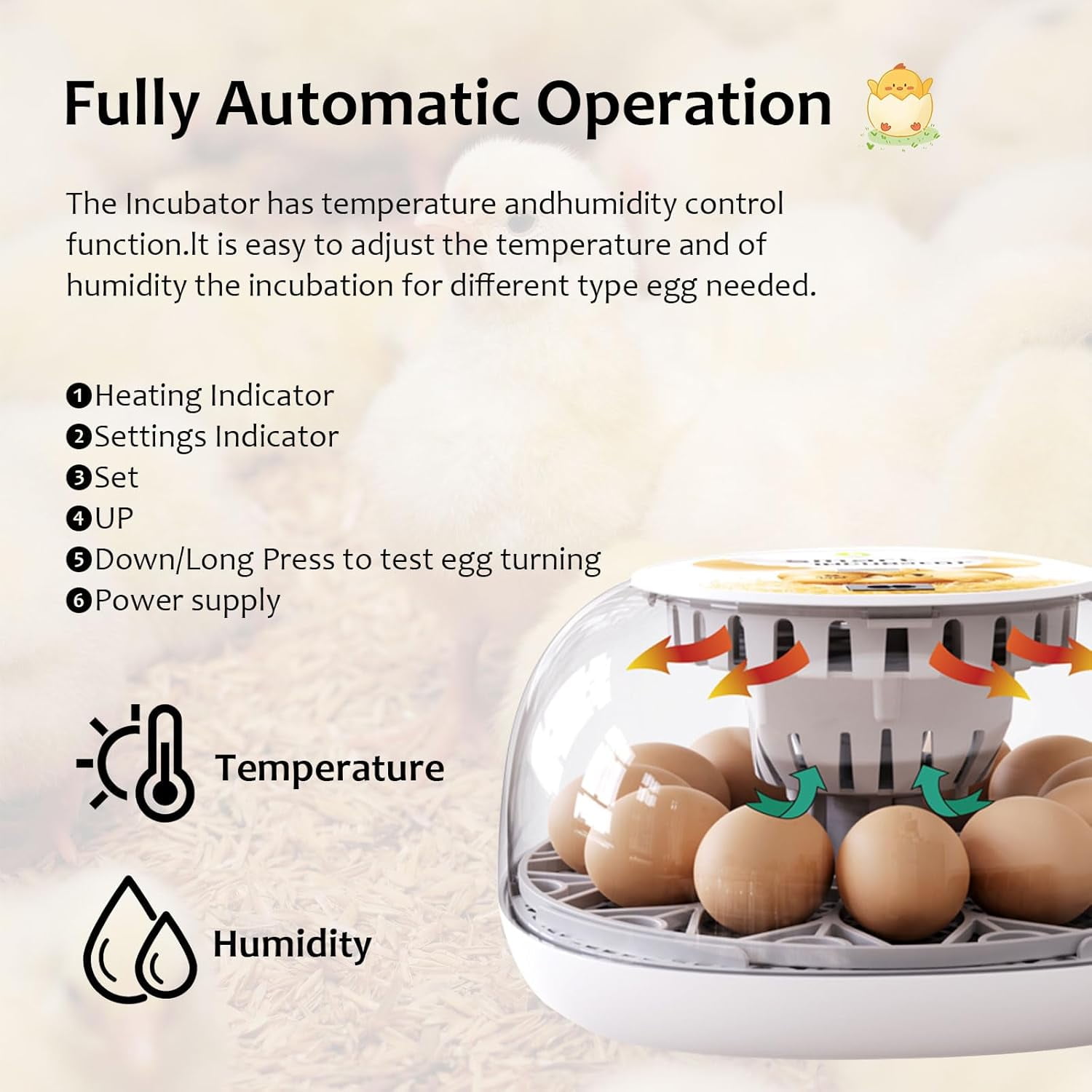 Automatic Incubator for Chicken Eggs, Smart Temperature & Humidity ...