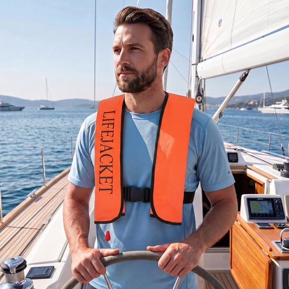 Automatic Inflatable Life Jacket 150N Buoyancy with Reflective Strips ...