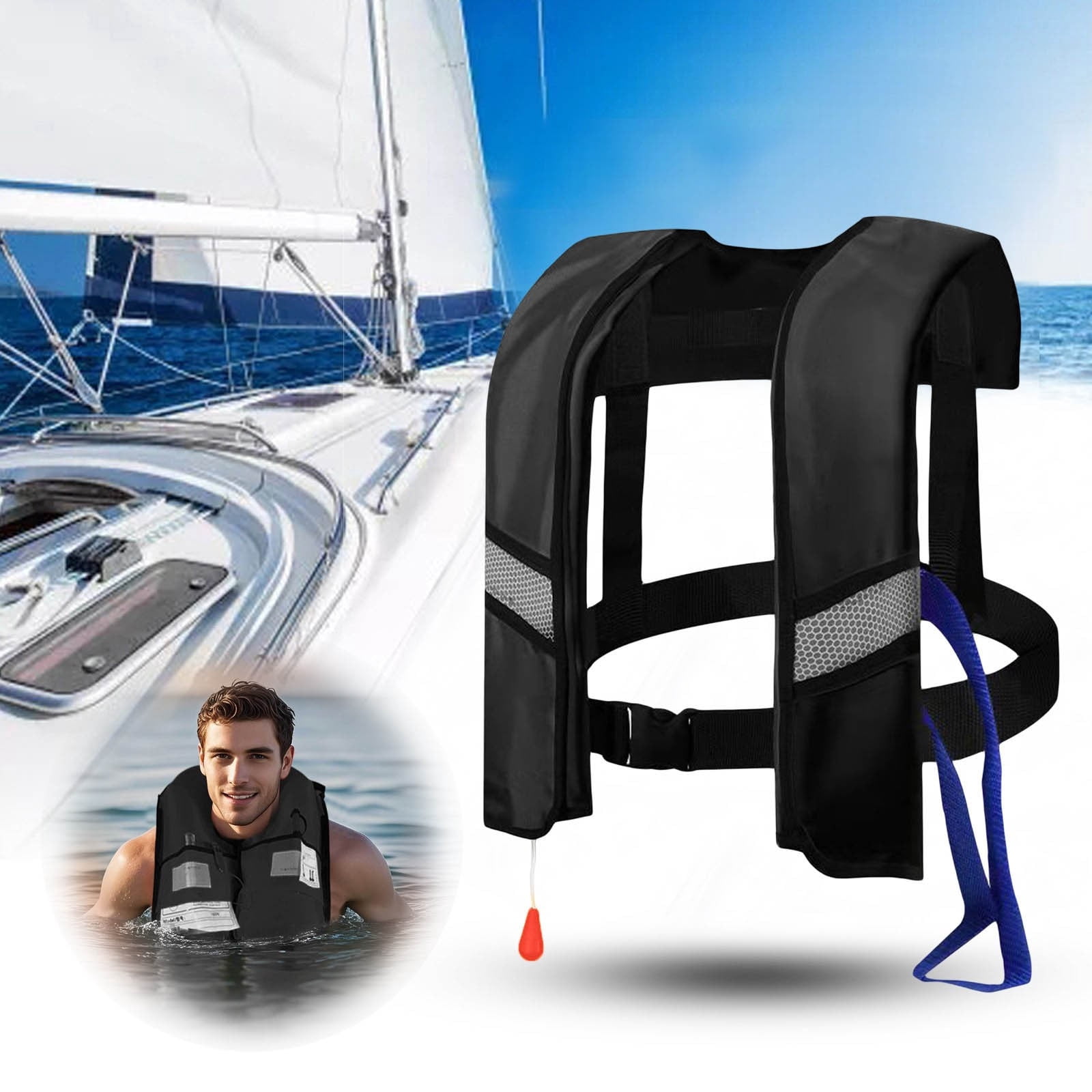 Automatic Inflatable Swim Vest Jackets for Fishing Swimming Diving ...