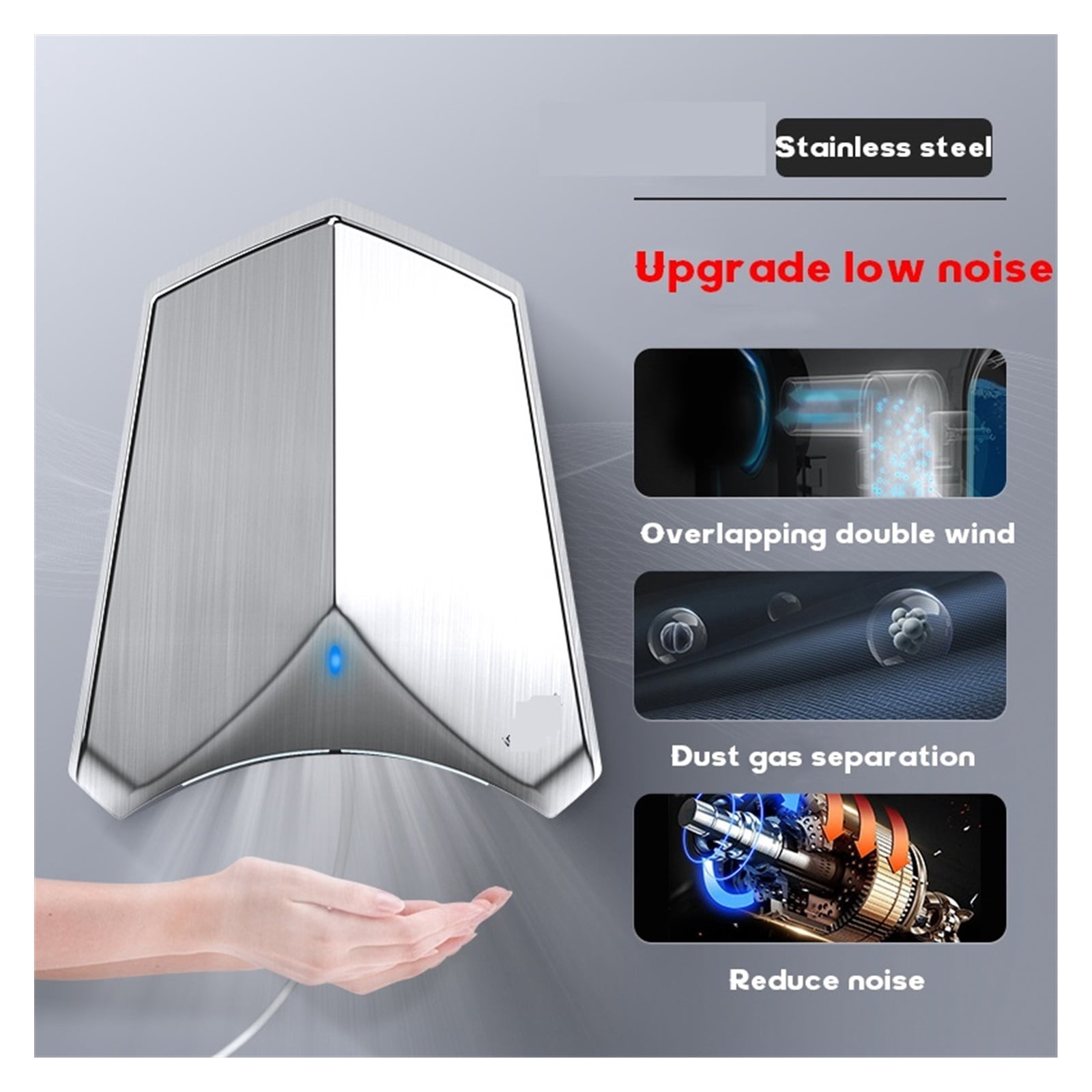 Automatic Jet Hand Dryer Induction Hot and Cold Infrared Sensor HEPA ...