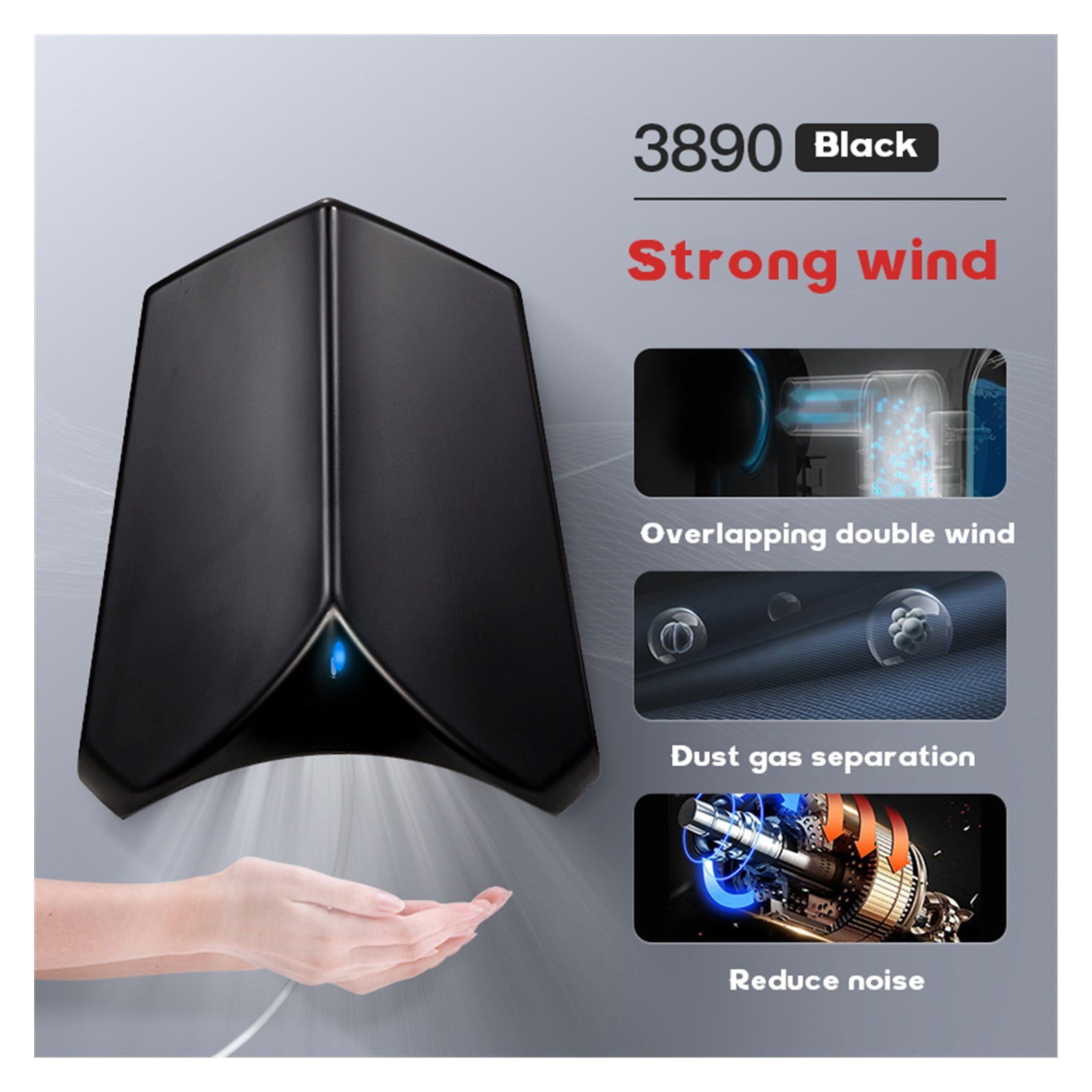 Automatic Jet Hand Dryer Induction Hot and Cold Infrared Sensor HEPA ...