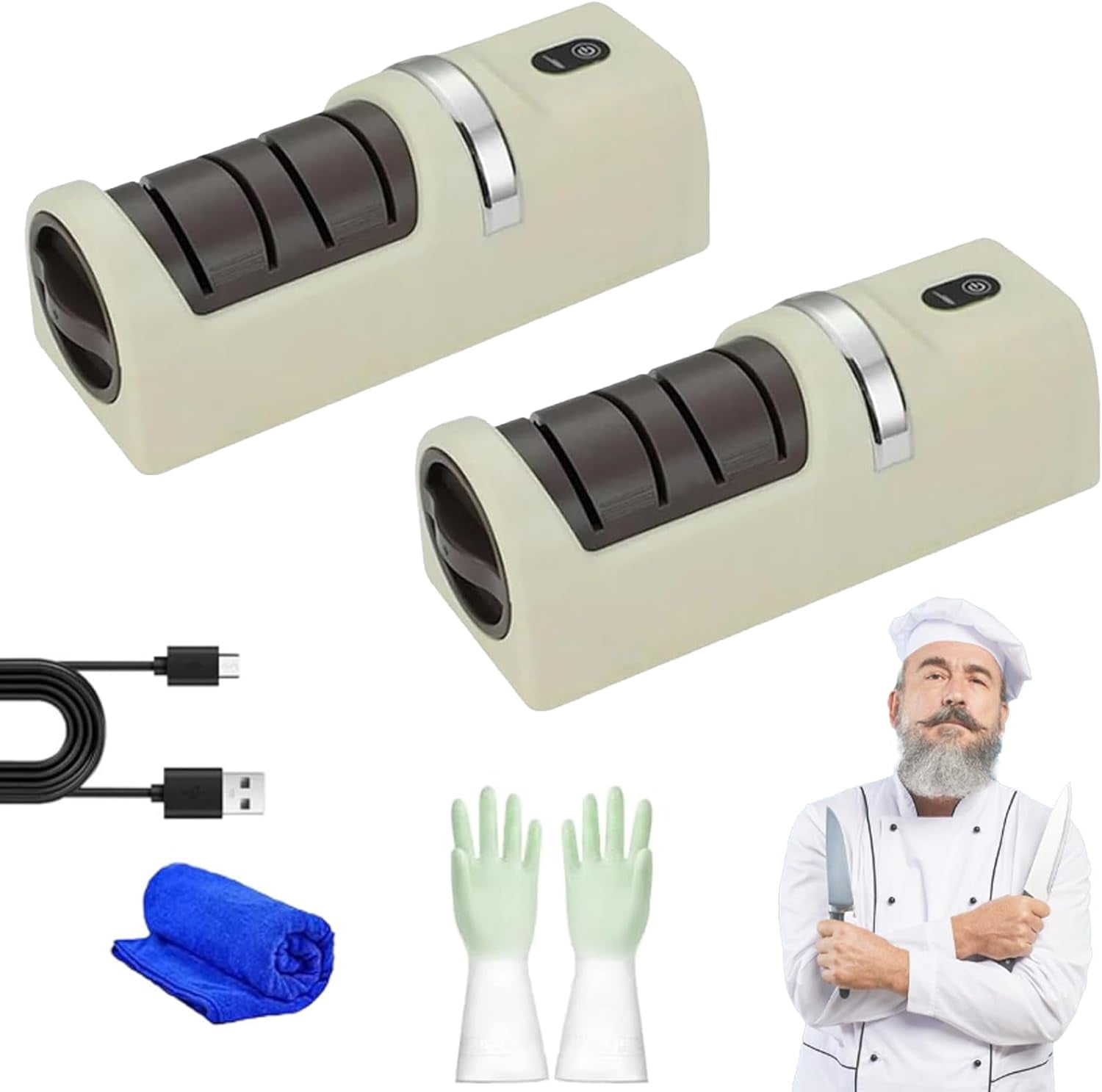 Automatic Kitchen Knife Sharpener – Cordless Electric 3-Stage Precision ...