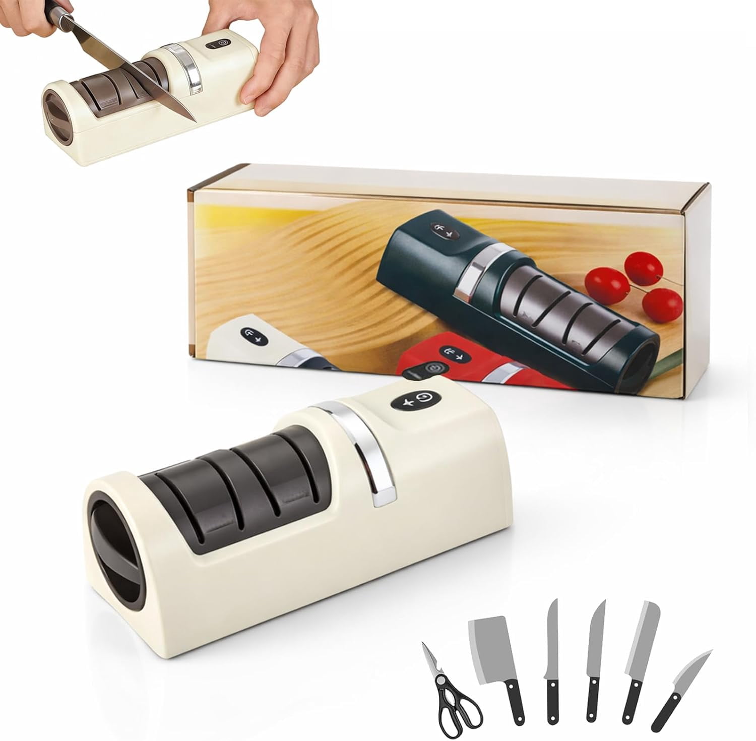 Automatic Kitchen Knife Sharpener Electric for Knives & Scissors, USB ...