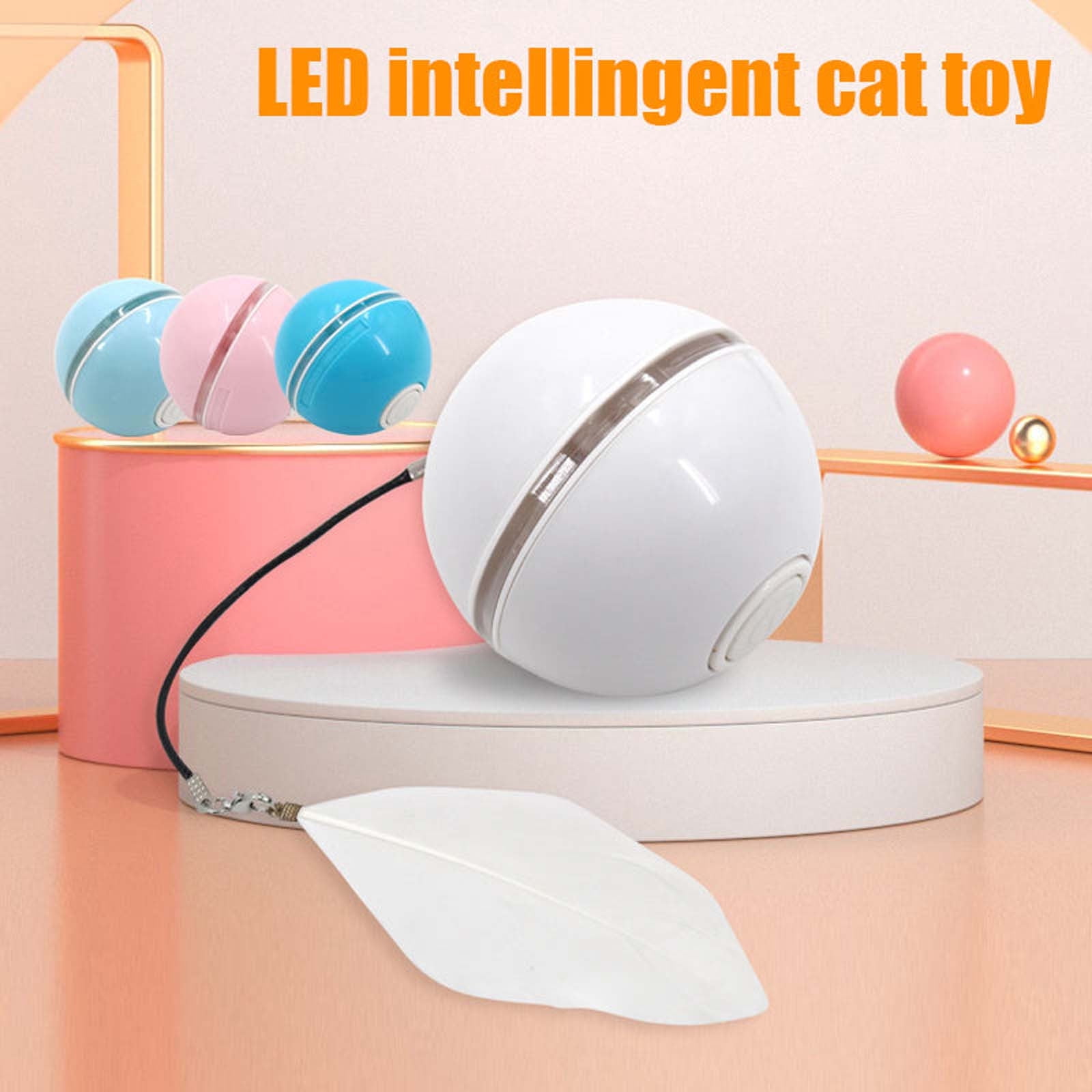 Automatic LED Teaser Balls, Rolling Interactive Toys, 10-Speed LED Rotation, Silent Motor, for ...