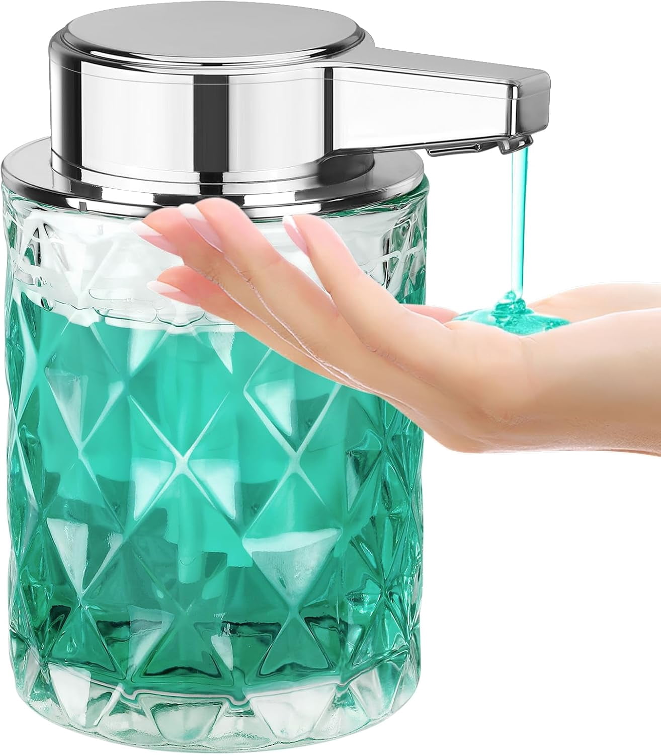 Automatic Liquid Soap Dispenser Touchless Auto Glass Clear Diamond ...