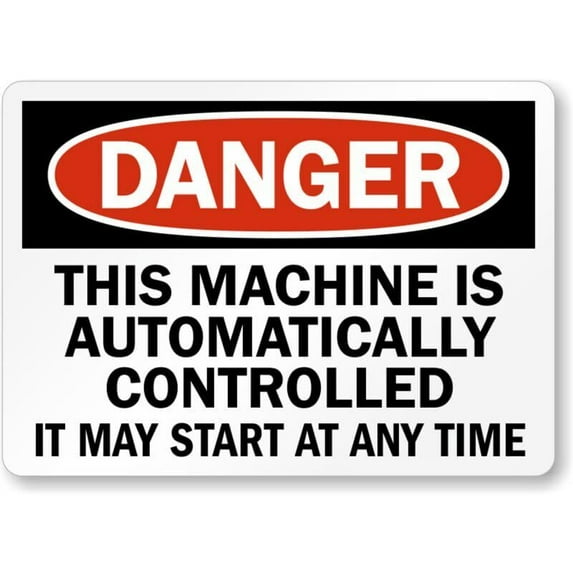 Automatic Machine Caution Weatherproof Metal Sign Size: 16 x 12 Inch ...