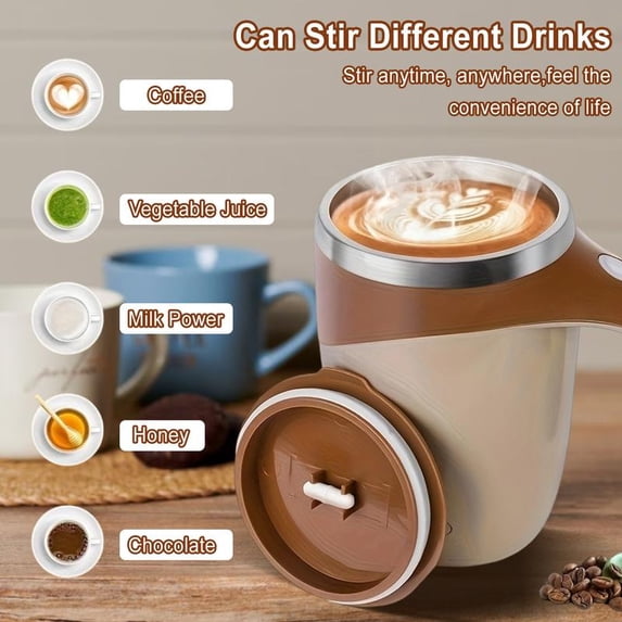 Automatic Magnetic Mixing Coffee Cup, Rechargeable Stainless Steel Self ...