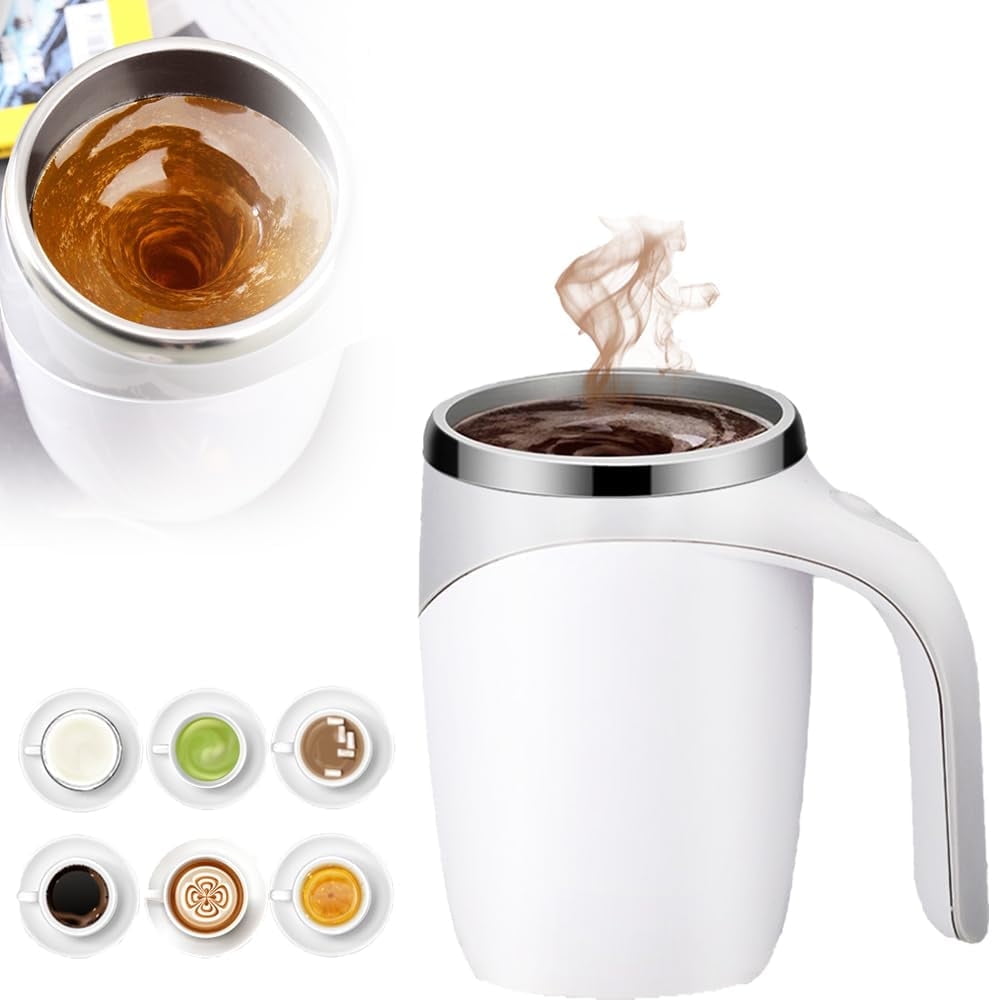 Gimgong Automatic Magnetic Stirring Coffee Mug, 140 oz, White ...