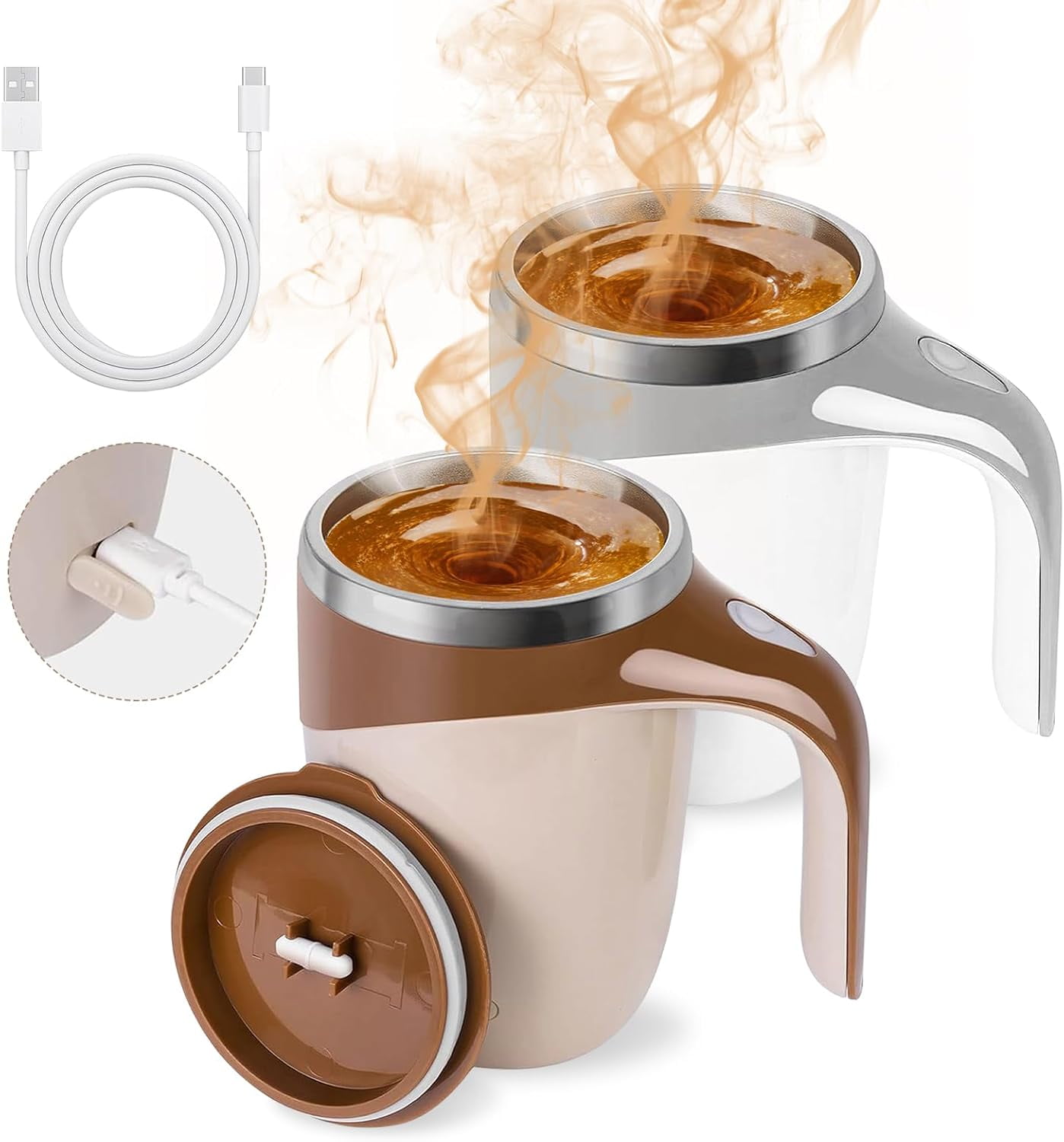 Automatic Magnetic Stirring Coffee Mug, Self Mixing Cup With Lid for Milk, Cocoa and Other ...