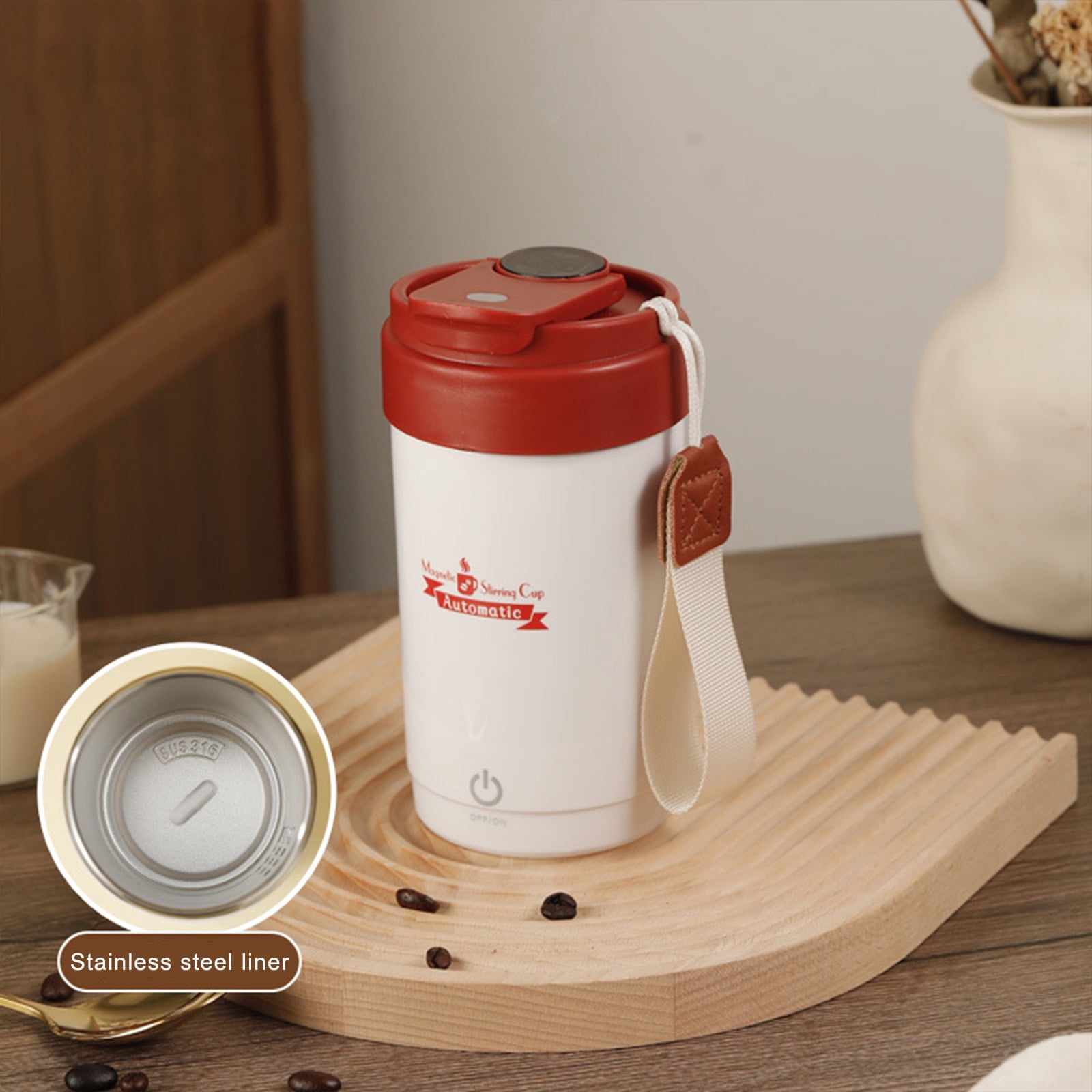 Automatic Magnetic Stirring Coffee Mug, Stainless Steel Self Mixing Cup ...