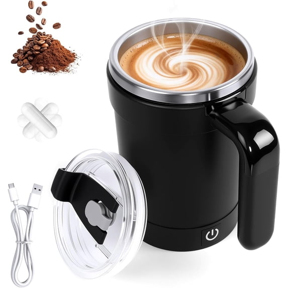 Automatic Magnetic Stirring Coffee Mug with Temperature Display and ...