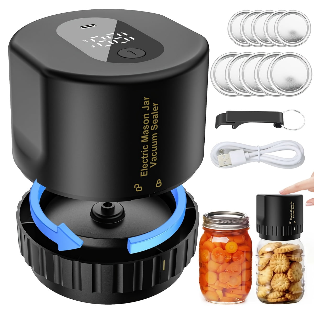 Automatic Mason Jar Vacuum Sealer for Wide Mouth & Regular Jars ...