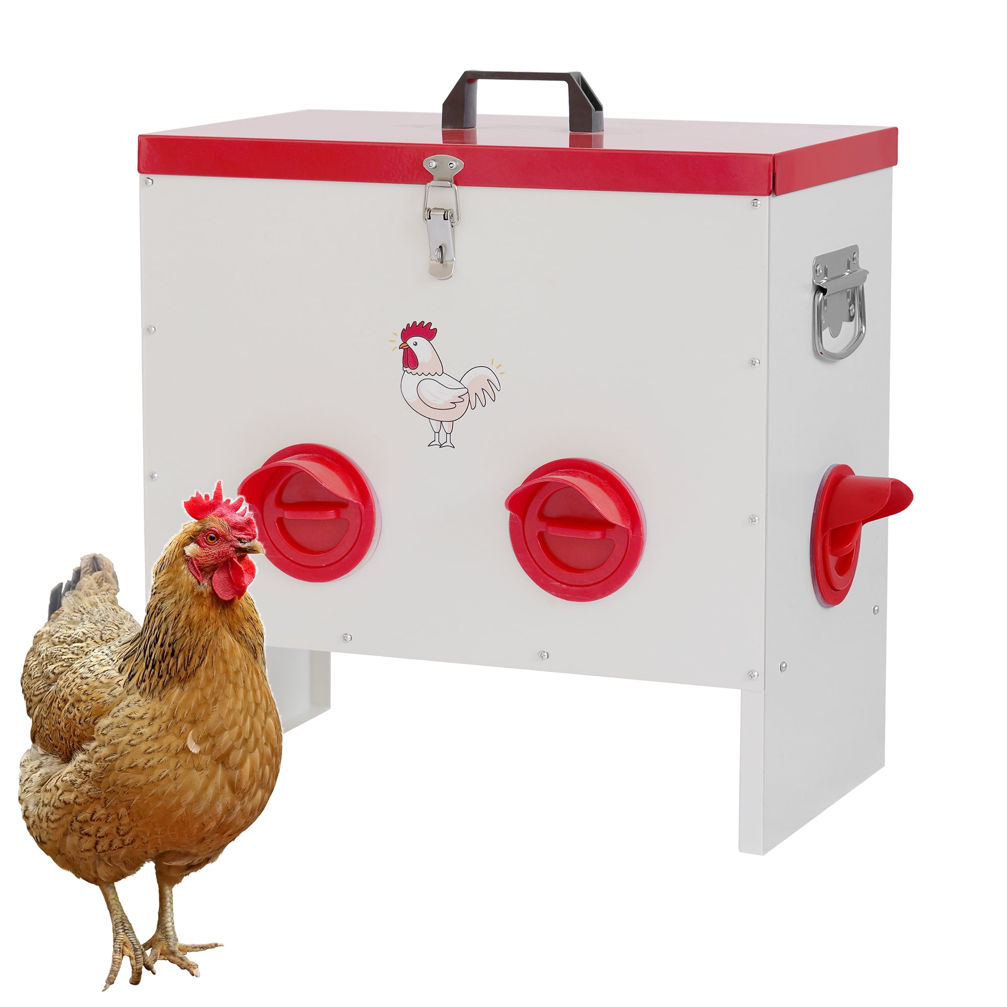 Automatic Metal Chicken Feeder – 6-Port 30LB Poultry Feeder Box ...