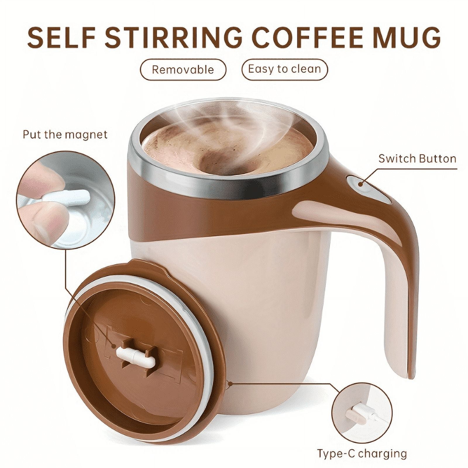 Automatic Mixing Cup – Large Capacity Coffee Cup with Magnetic Rotary ...