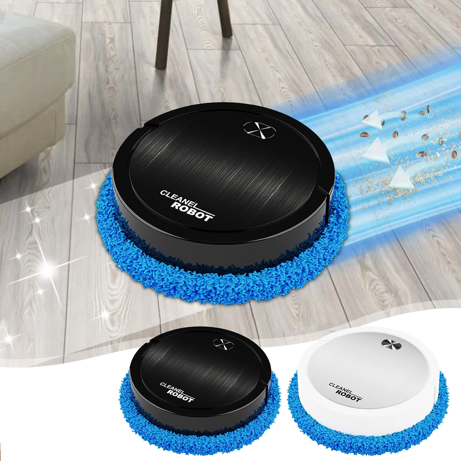 Automatic Mopping Robot, Wet/Dry Dual Use, USB Charging, Dual Mops ...