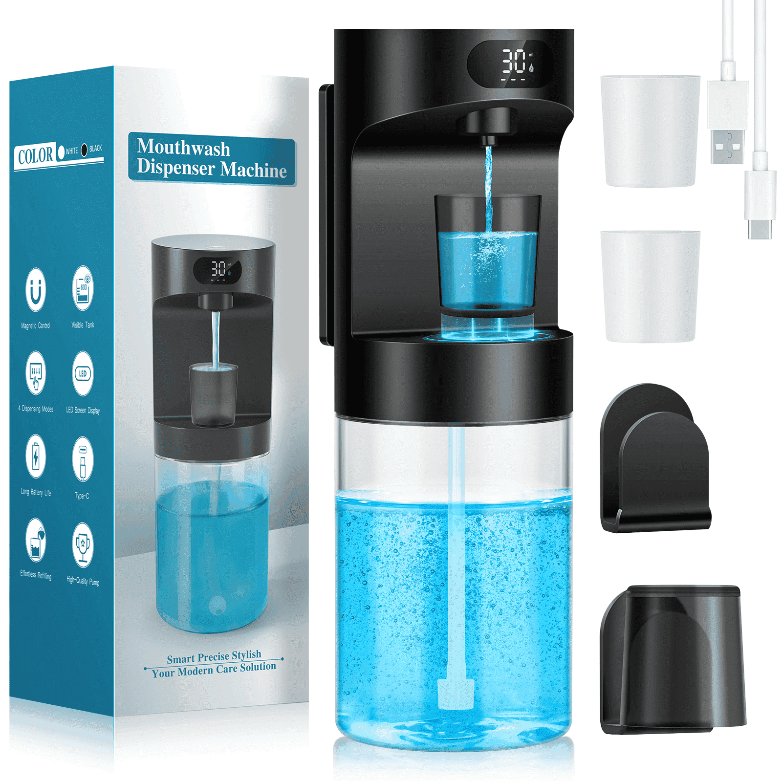 Automatic Mouthwash Dispenser for Bathroom, 21.12 oz Electric Smart ...