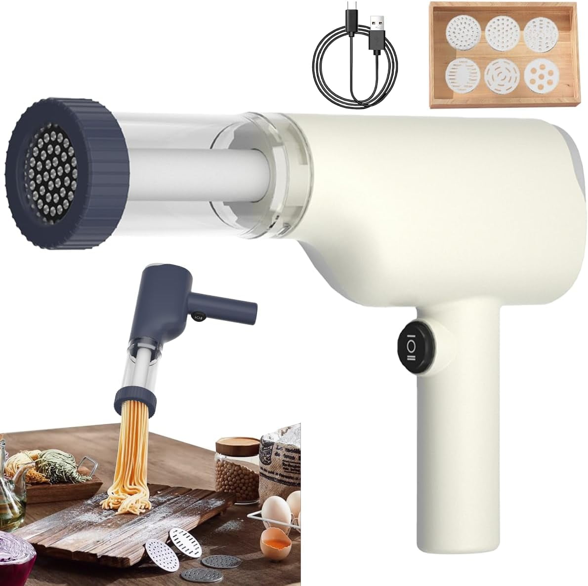 Automatic Noodle Gun, Handheld Electric Pasta Maker, 6-in-1 Electric ...