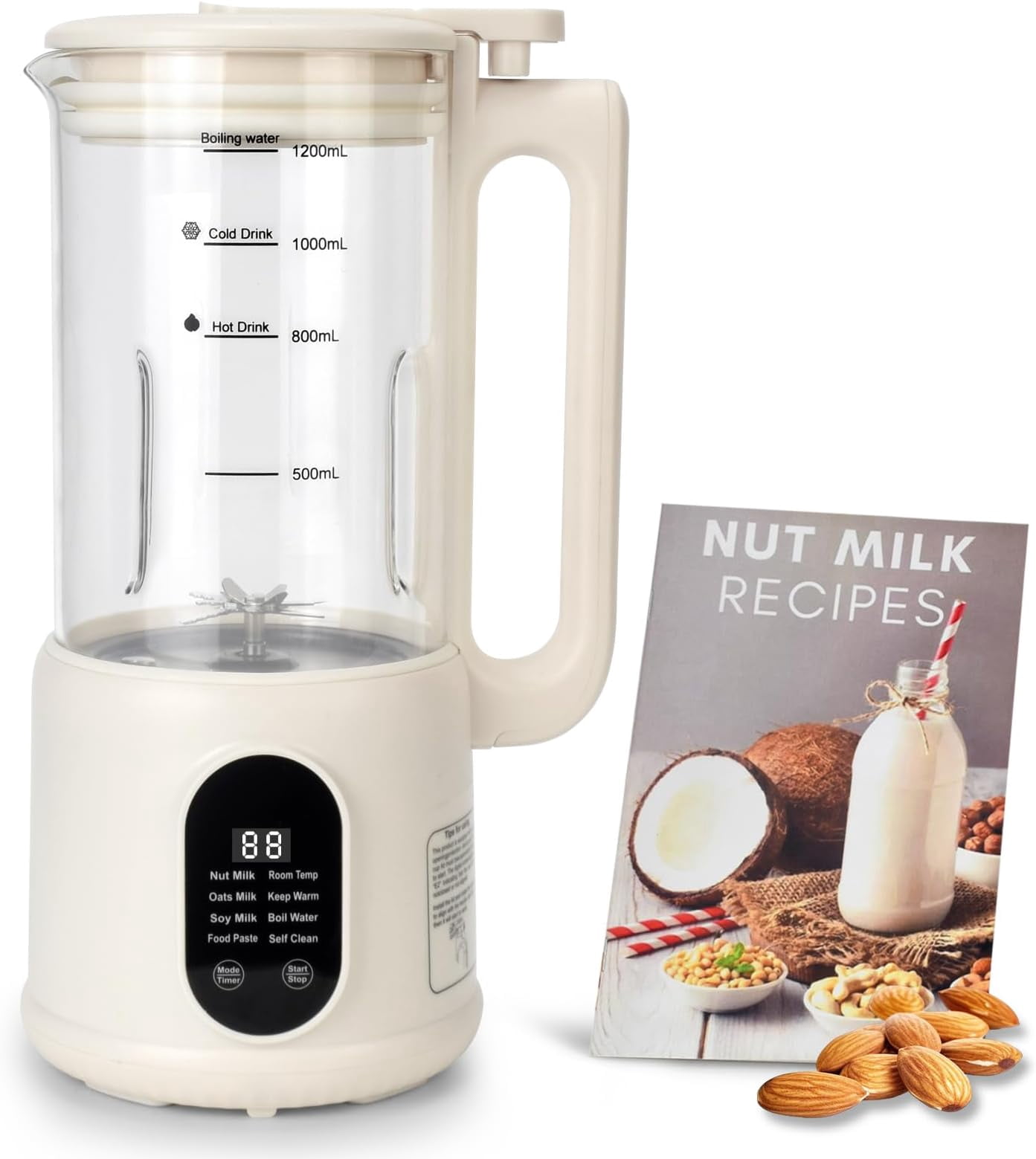 Automatic Nut Milk Maker, 8 in1 40oz Soybean Milk Machine for Homemade ...