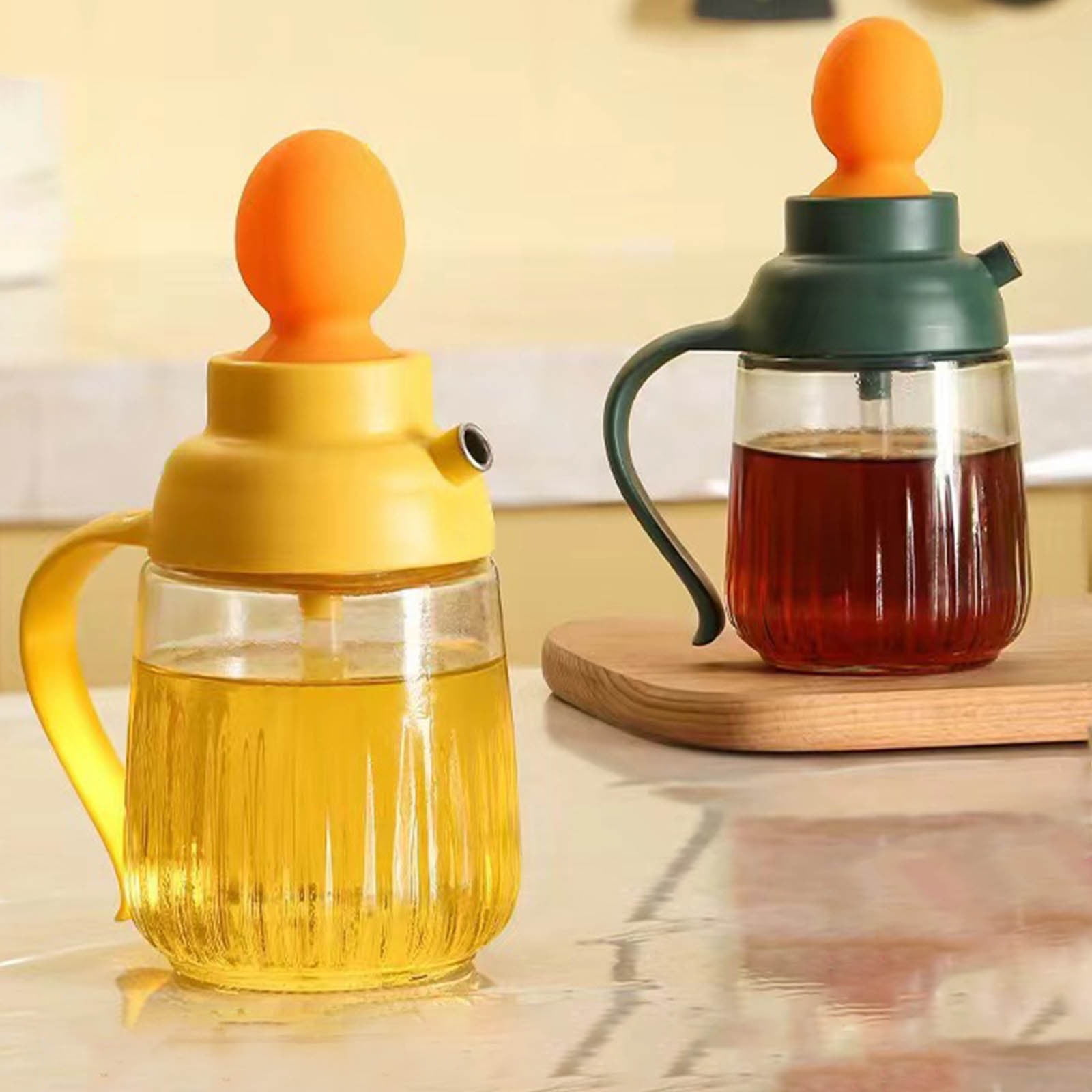 Automatic Oil Bottle, Glass Condiment Jug, Leak-Proof Seal, Easy Open ...