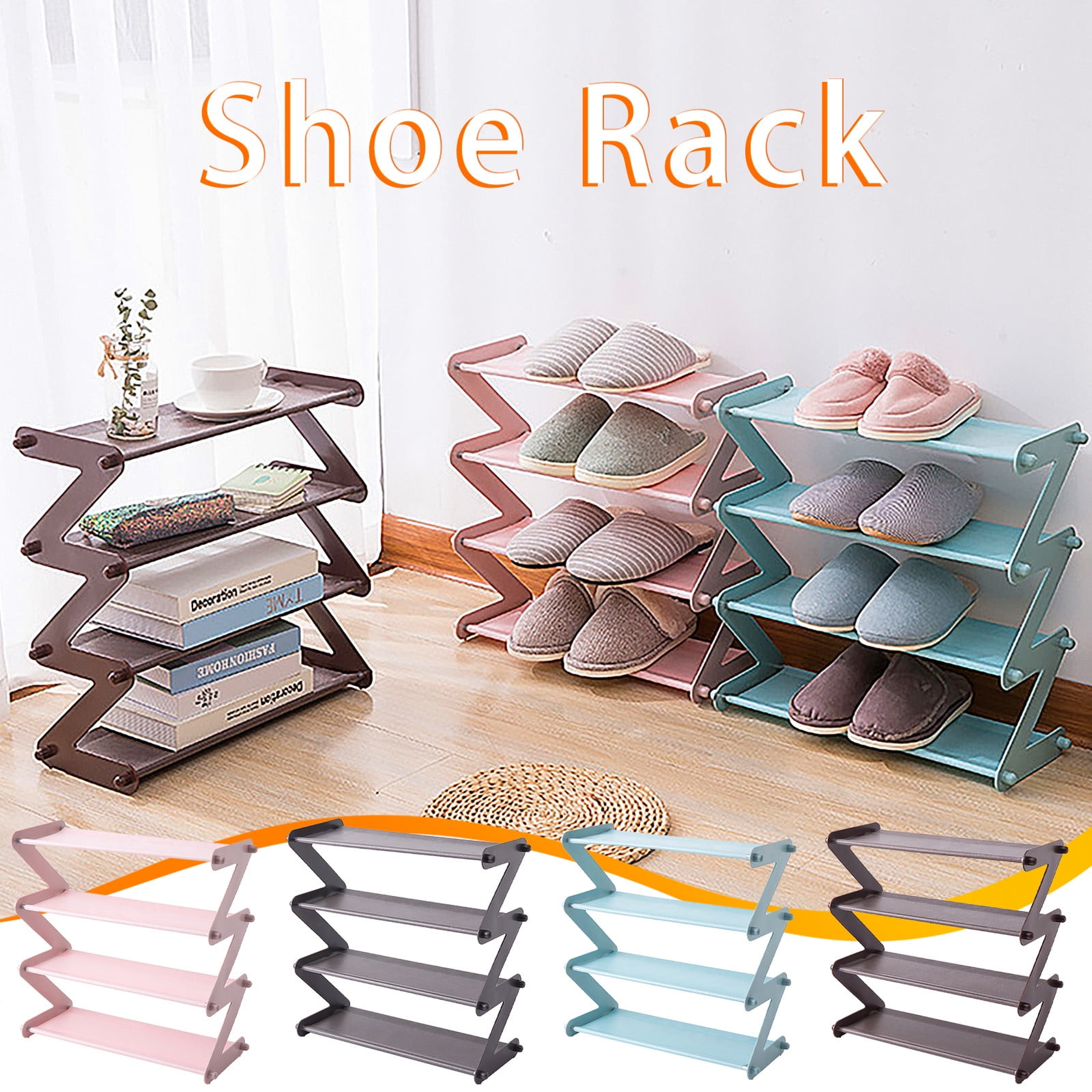 Bksdlh 4-drawer Storage Shoe Rack, Heavy-duty Plastic, Sturdy ...