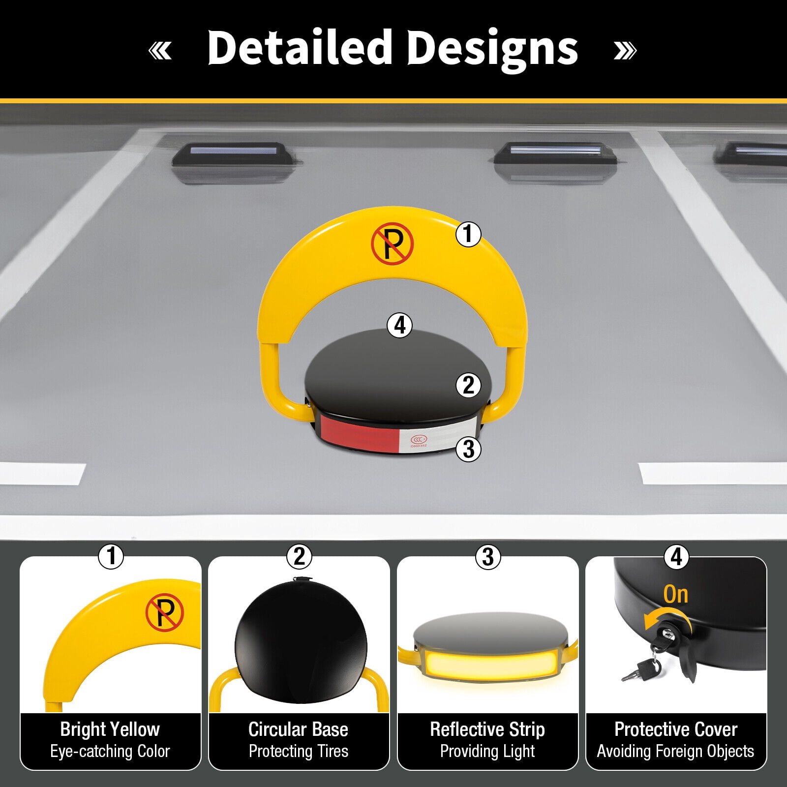 Automatic Parking Space Lock Remote Control Yellow Parking Barrier ...