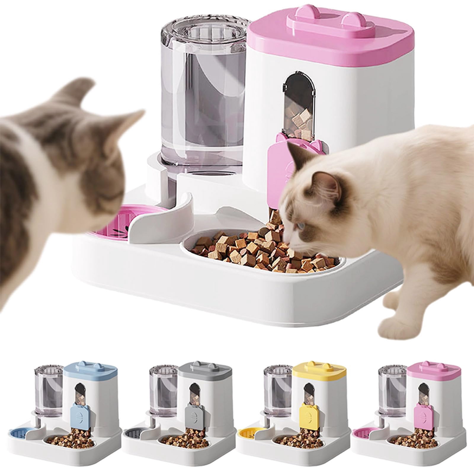 Automatic Pet Feeder and Water Dispenser 2 in 1 Set for Small Dogs Cats ...