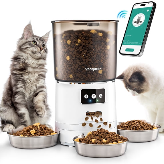 Vacqueen Automatic Cat Food Dispenser, Programmable Feeders Indoor with ...