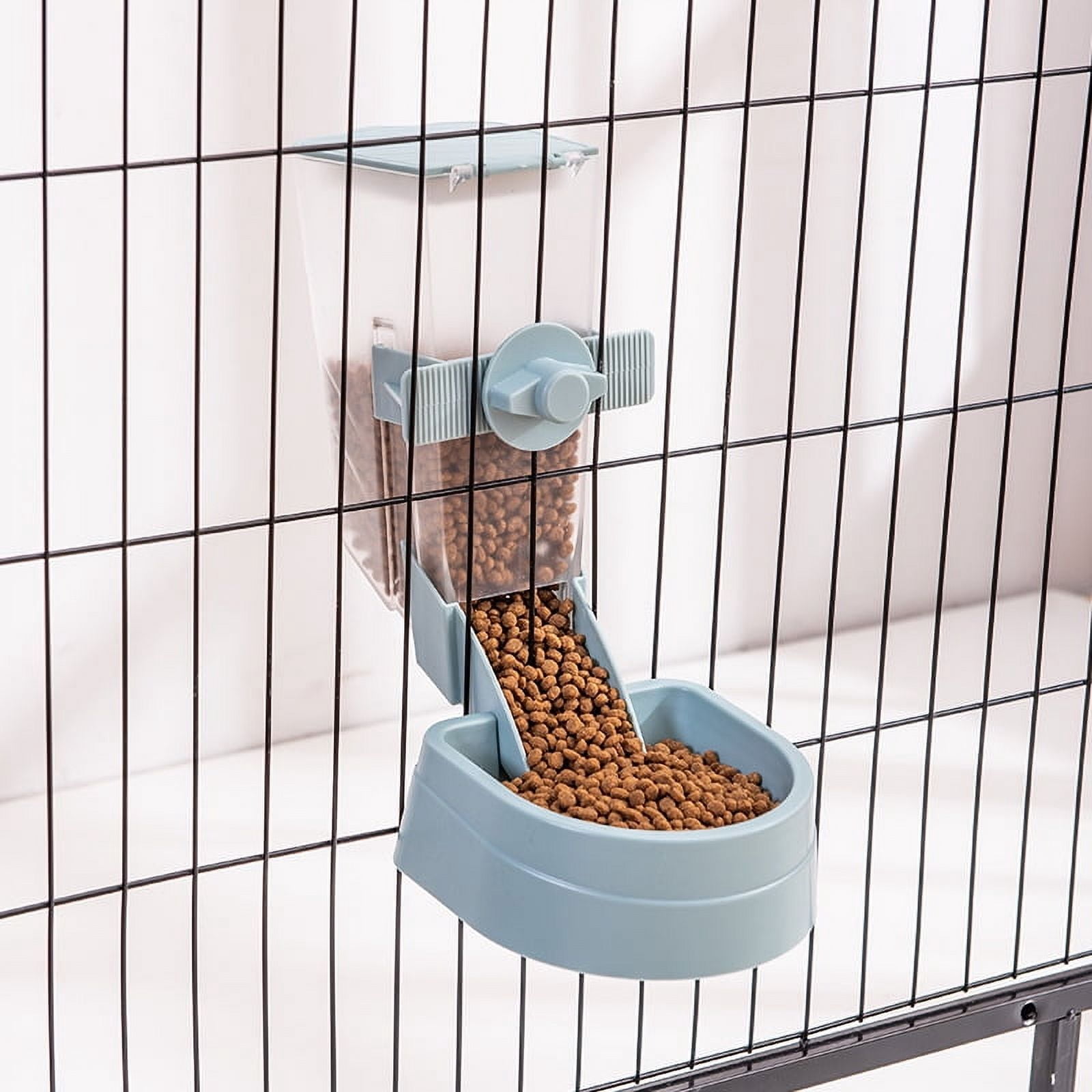 Automatic Pet Feeding Cage Hanging Bowl Water Bottle Food Container ...