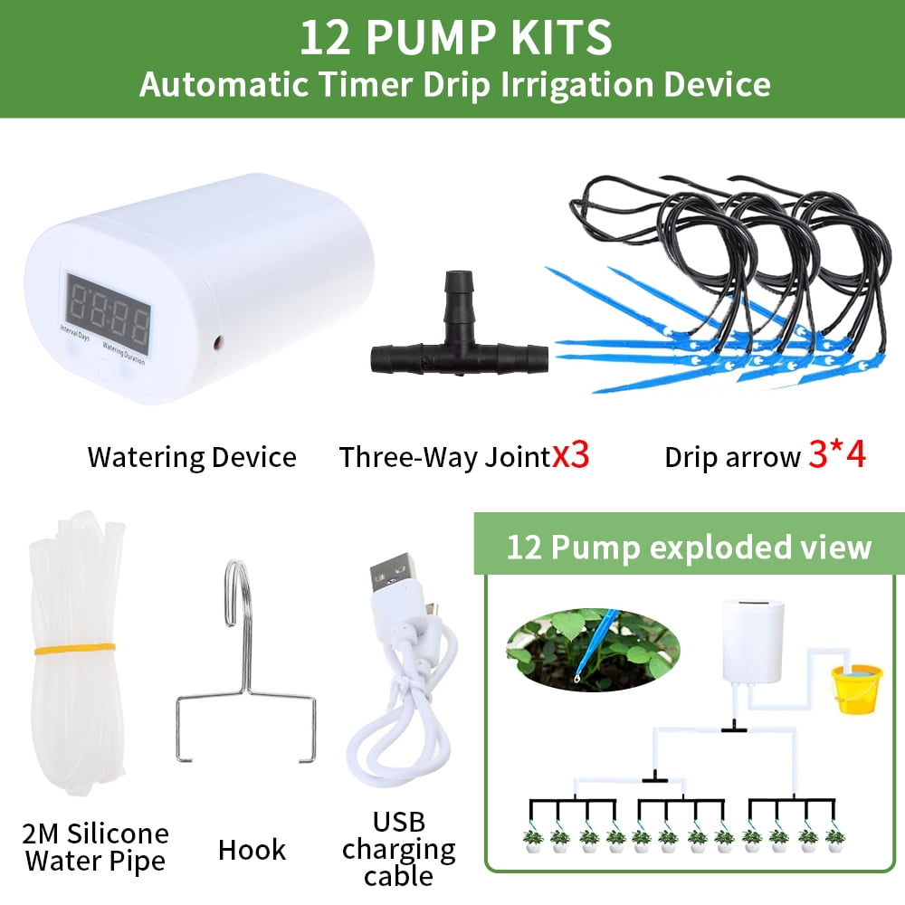 Automatic Plant Flower Watering Pump Home Sprinkler Drip Irrigation ...