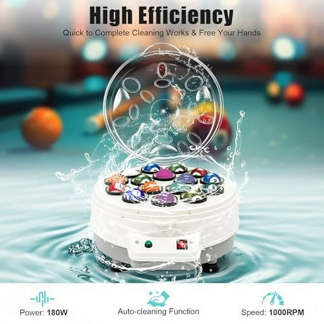 Automatic Pool Ball Cleaner, 180W Electric Pool Ball Polishing and ...