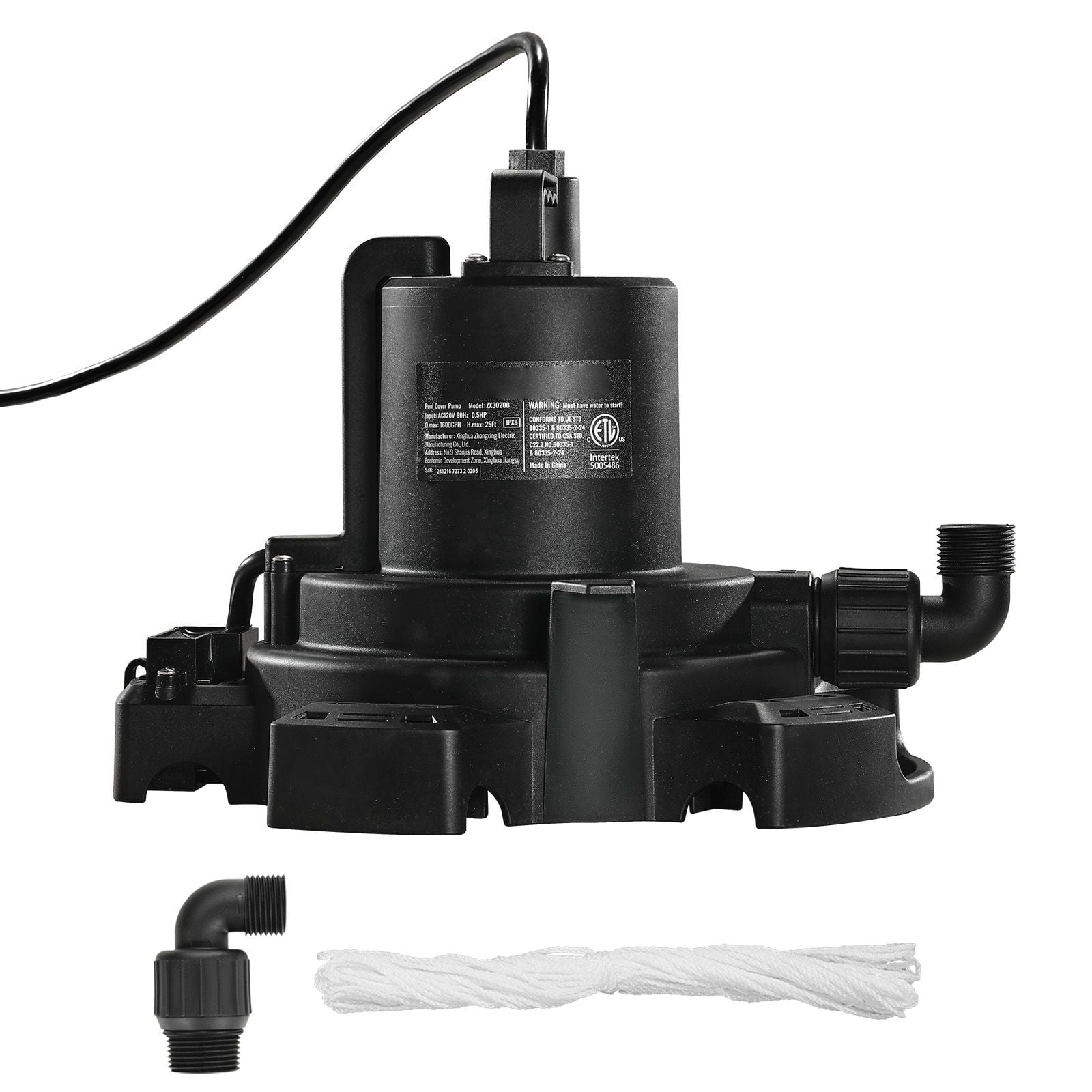 Automatic Pool Cover Pump 1/2 HP 1600 GPH 120V Submersible Water ...