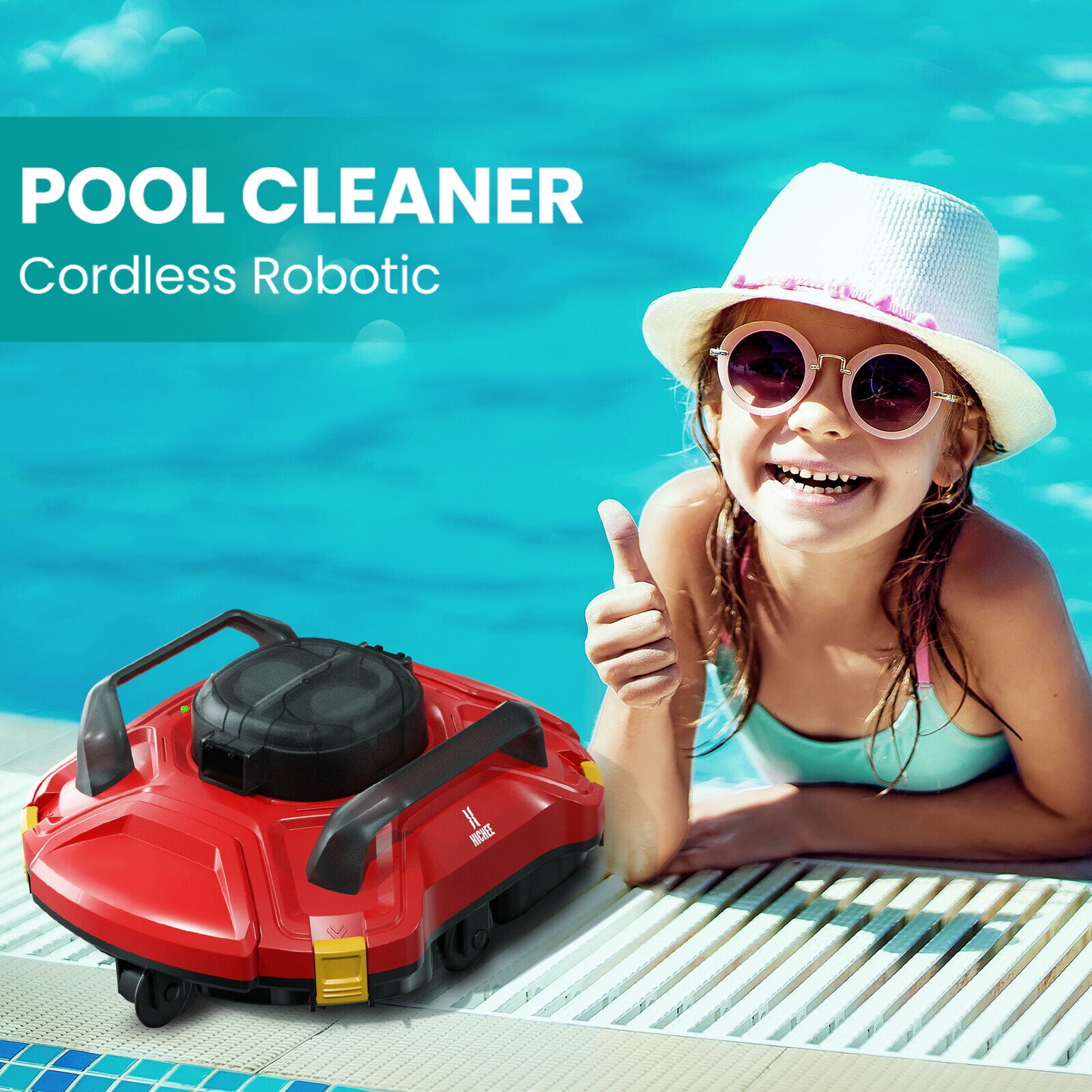 Automatic Pool Vacuum Cleaner Robotic Cordless WIth Dual-Motors LED ...