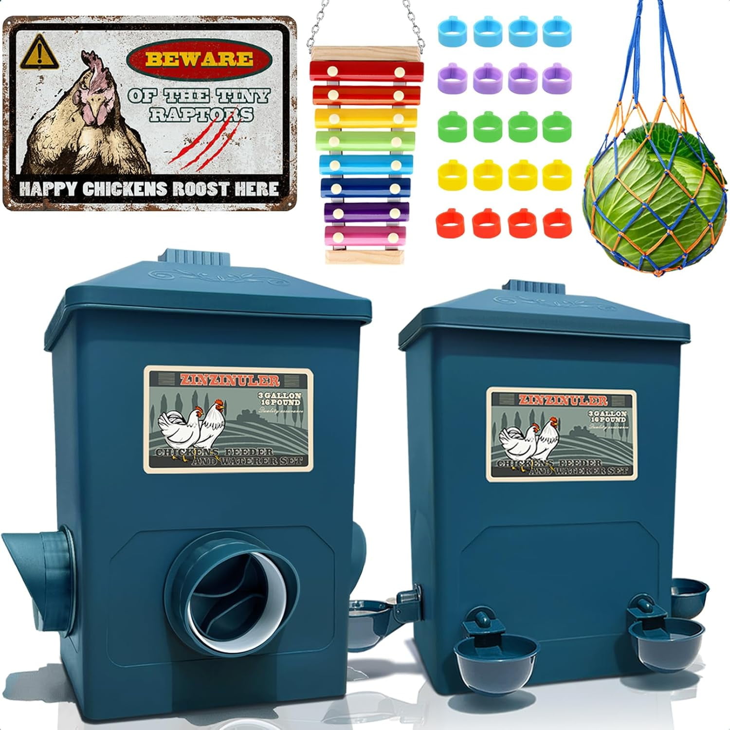 Automatic Port Chicken Feeder and Cup Waterer Set - Chicken Coop ...