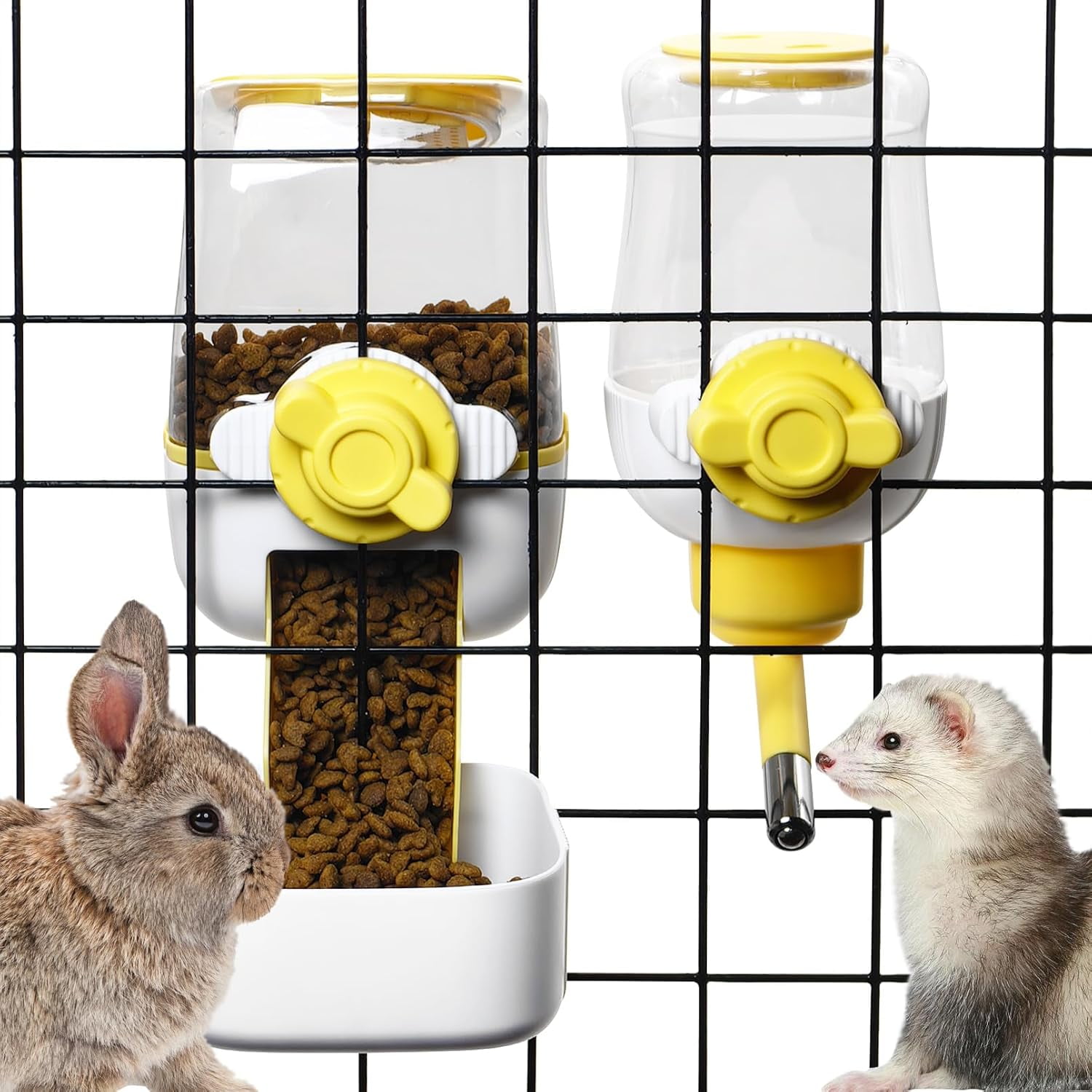 Automatic Rabbit Feeder and Waterer Set, Gravity Pet Food Water ...