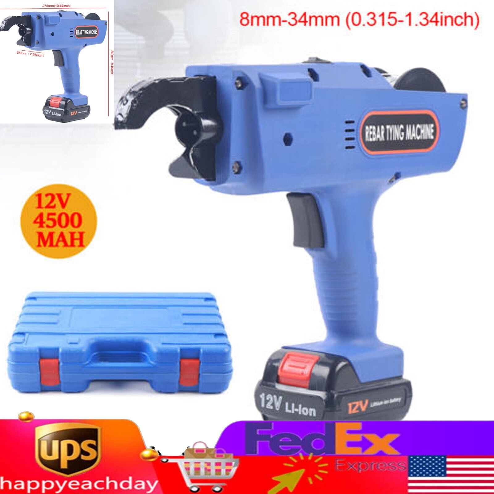 Automatic Rebar Tier Tying Machine Strapping Machine w/ Electric + 2 ...