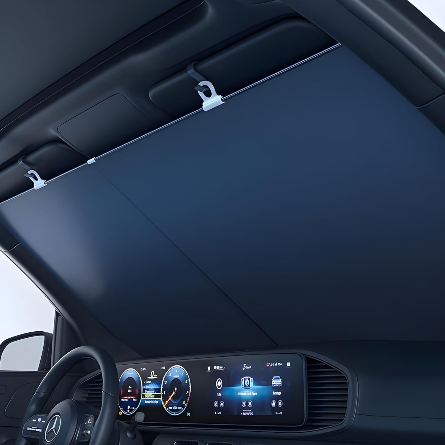 Automatic Retractable Car Sunshade – Adjustable Windshield UV Blocker ...